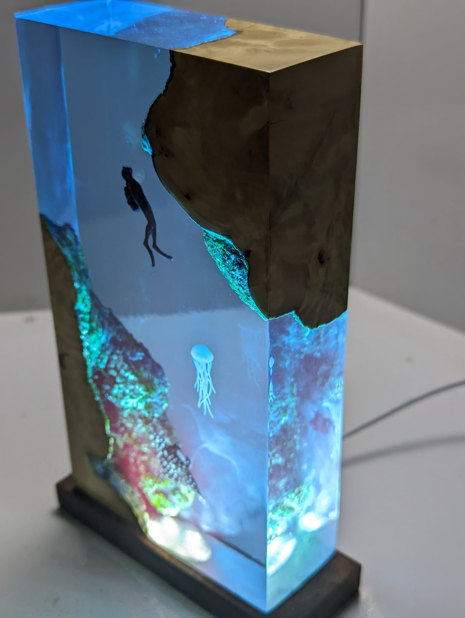 Diver's Night Light, Deep Sea Epoxy Resin Lamp, Wood Resin Lamp, Resin ...