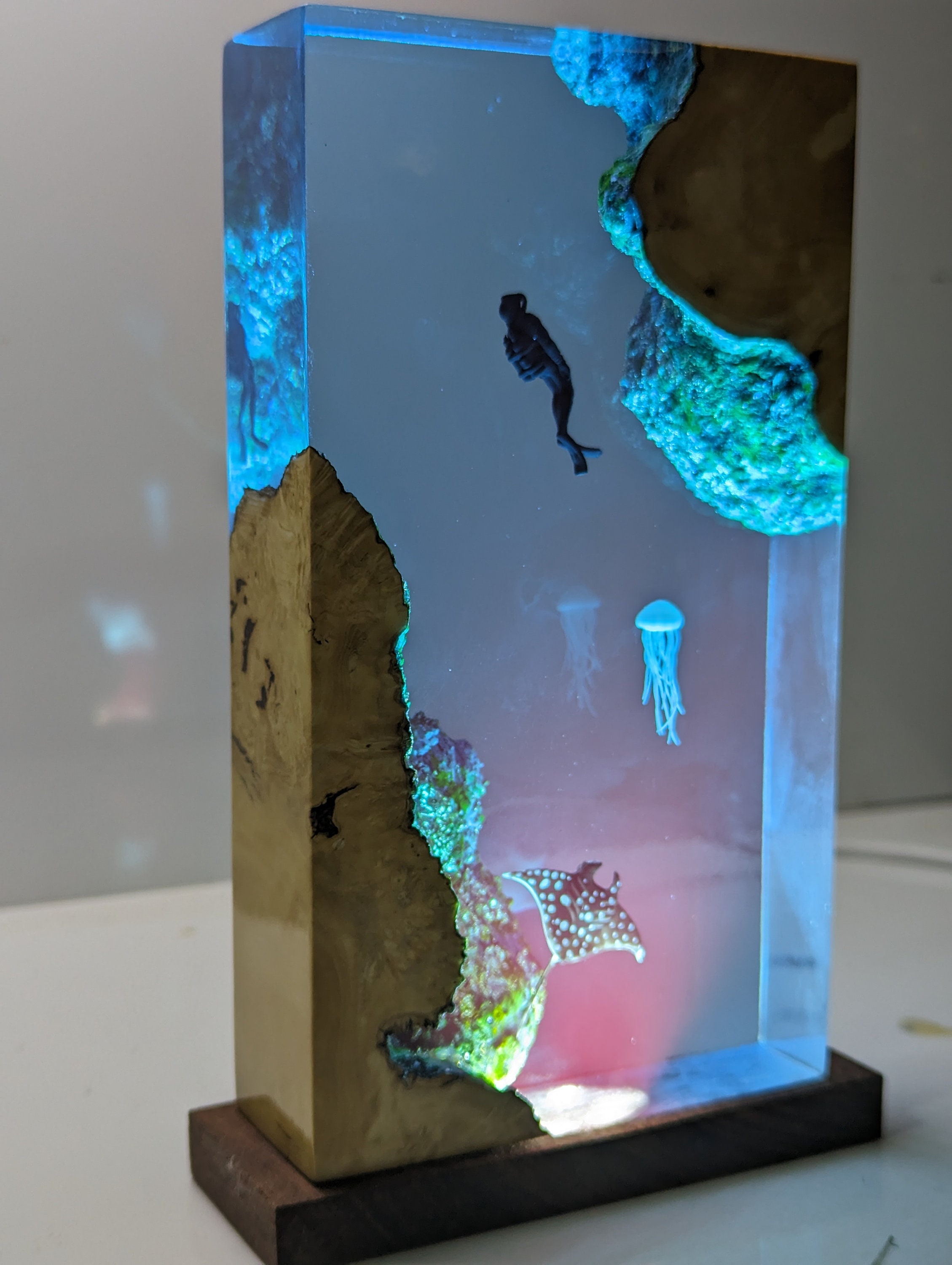 Diver's Night Light, Deep Sea Epoxy Resin Lamp, Wood Resin Lamp, Resin ...