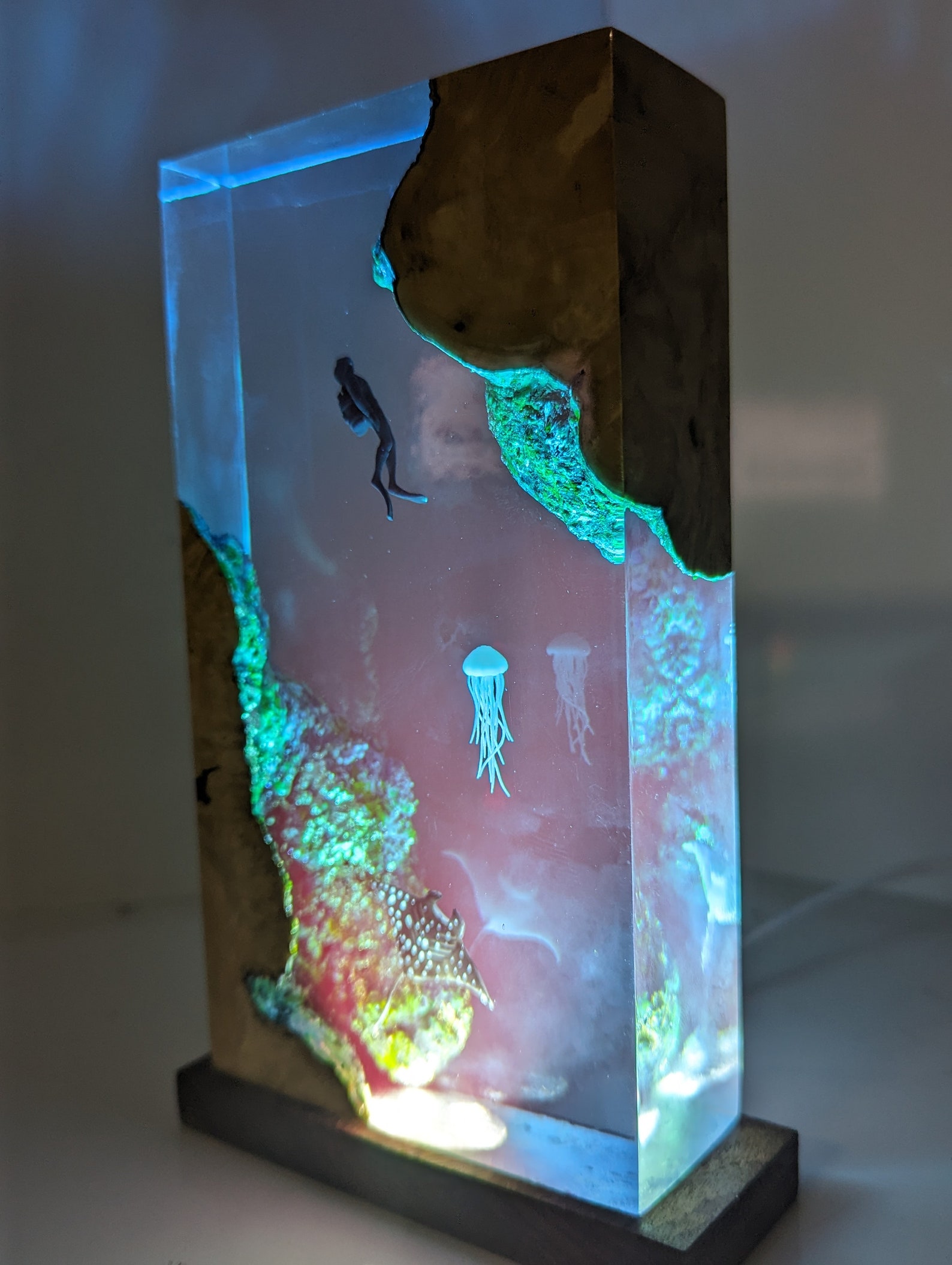 Diver's Night Light, Deep Sea Epoxy Resin Lamp, Wood Resin Lamp, Resin ...