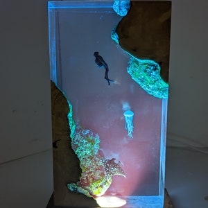 Diver's Night Light, Deep Sea Epoxy Resin Lamp, Wood Resin Lamp, Resin ...