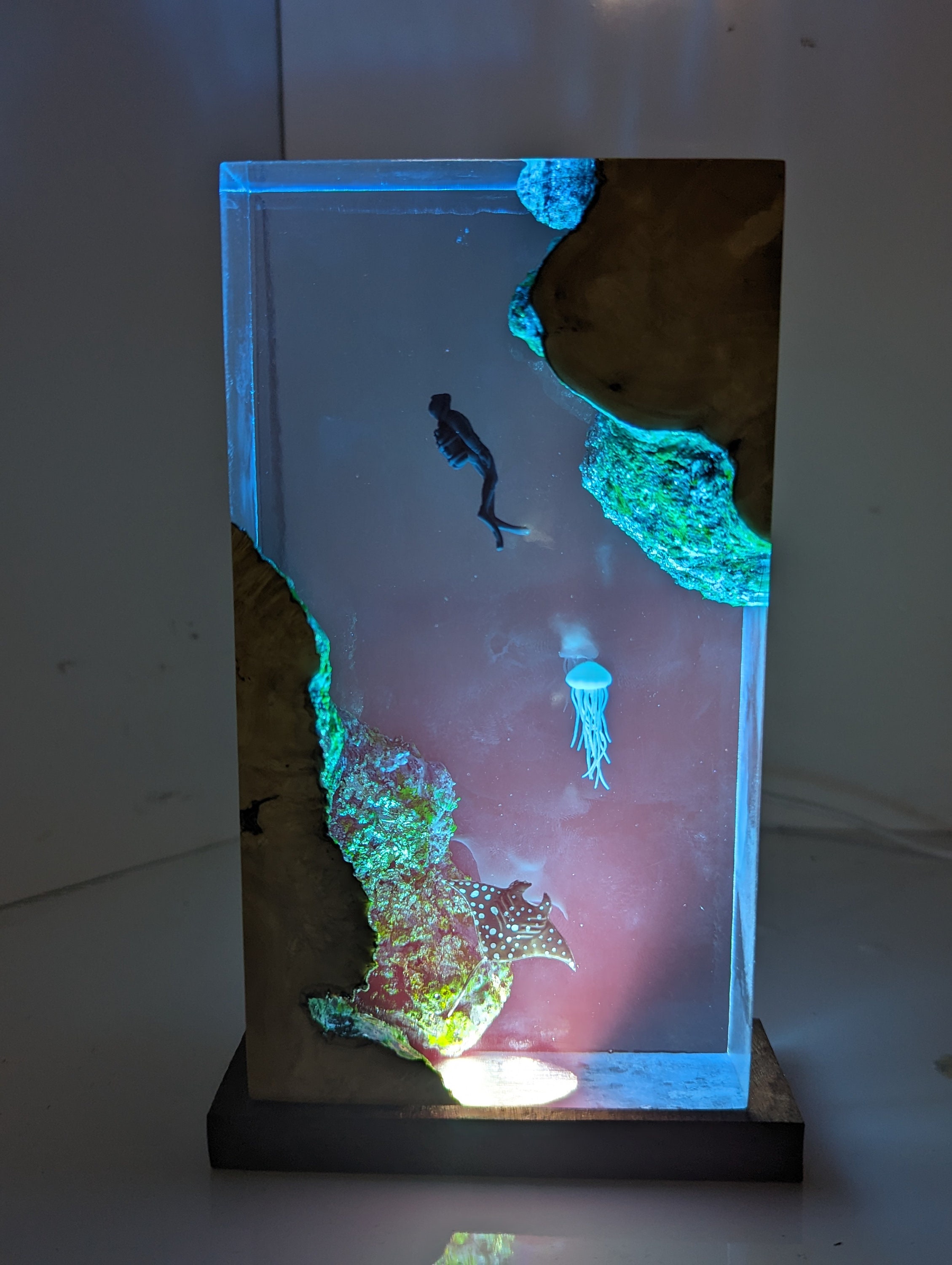 Diver's Night Light, Deep Sea Epoxy Resin Lamp, Wood Resin Lamp, Resin ...