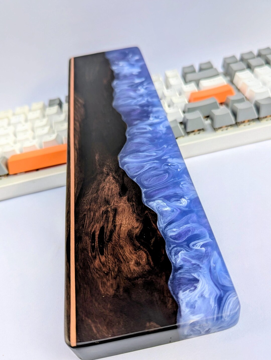 Handmade Ebony Wood & Resin Keyboard Wrist Rest With Brass Inlay - Etsy