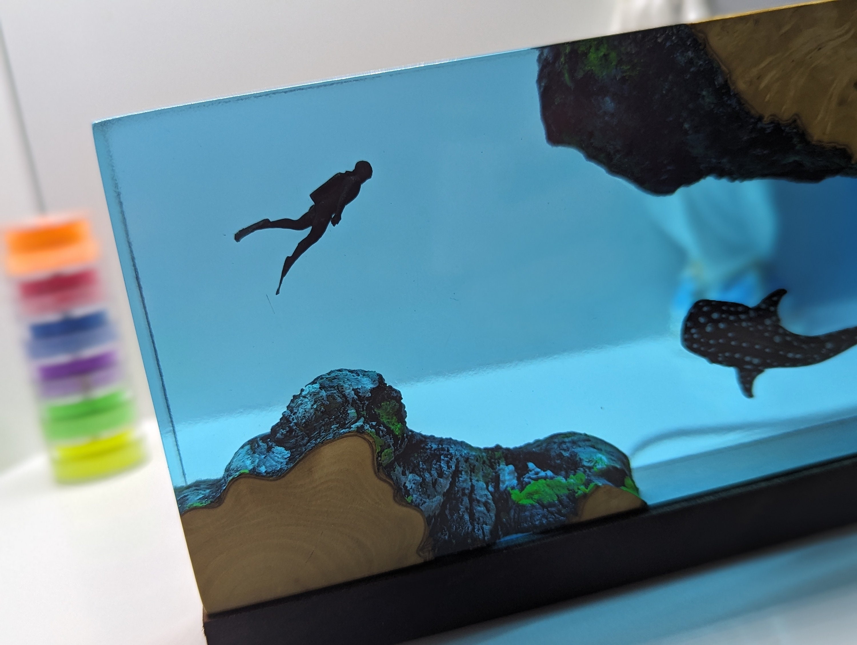 Scuba Diving Resin Lamp, Whale Shark Night Light, Epoxy Resin Ocean ...