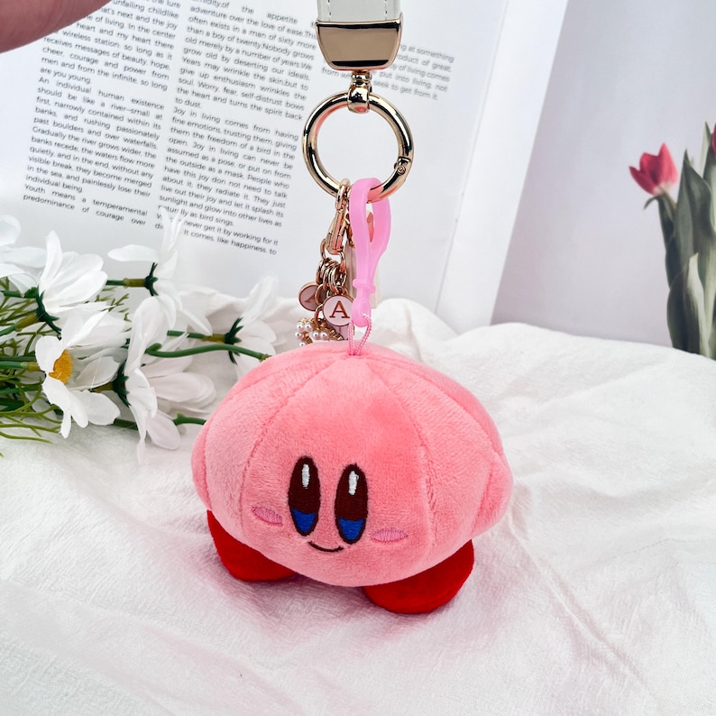 Cute Pink Kirby Plush Keychains,customizable Name Keyrings,luxury ...