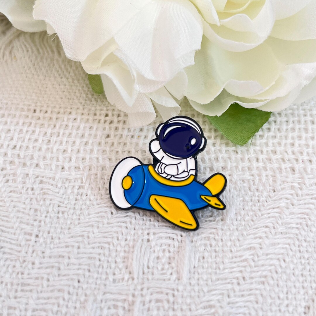 Cute Enamel Pin, Charming Astronaut Pin, Customized Name Astronaut ...