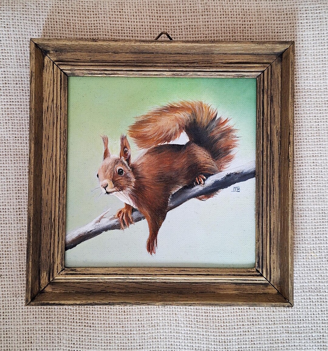 Unique Framed Squirrel Oil Painting 15x15 Cm on Canvas | 100% Original ...