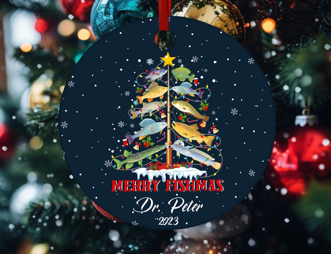 Personalized Fishing Christmas Tree Ornament Merry Fishmas - Etsy