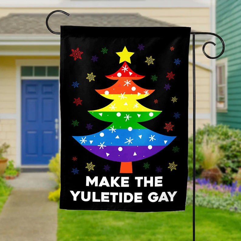 LGBTQ Christmas Pride Yuletide Gay House Flag Rainbow Holiday - Etsy