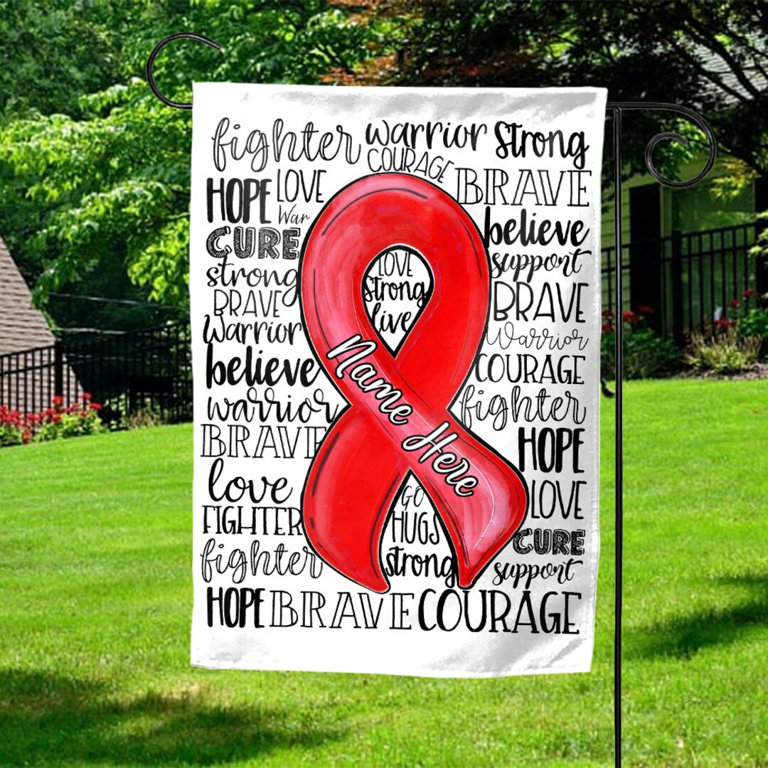 HIV/AIDS & Heart Disease Garden Flag Aids Red Ribbon Flag - Etsy