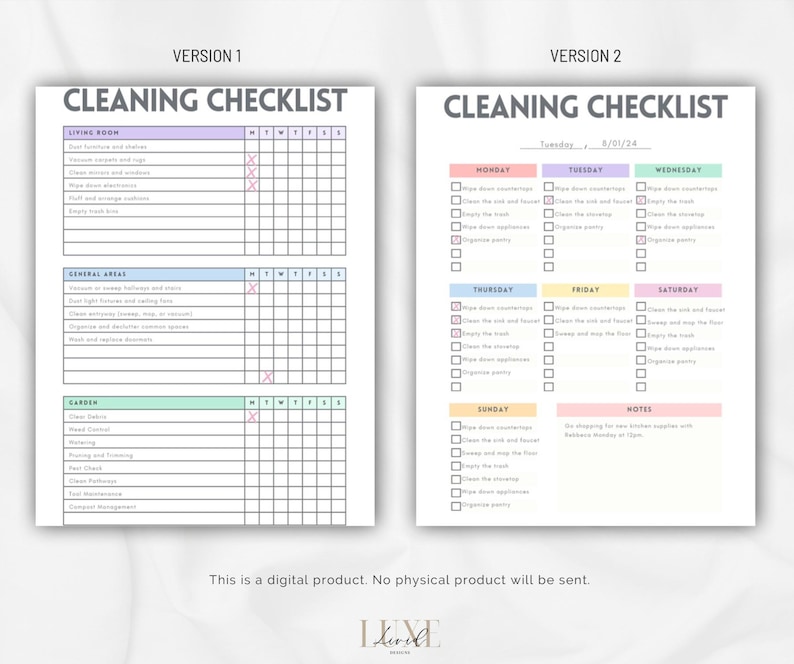 Weekly Cleaning Checklist Printable 2024,checklist Digital, Daily Task ...