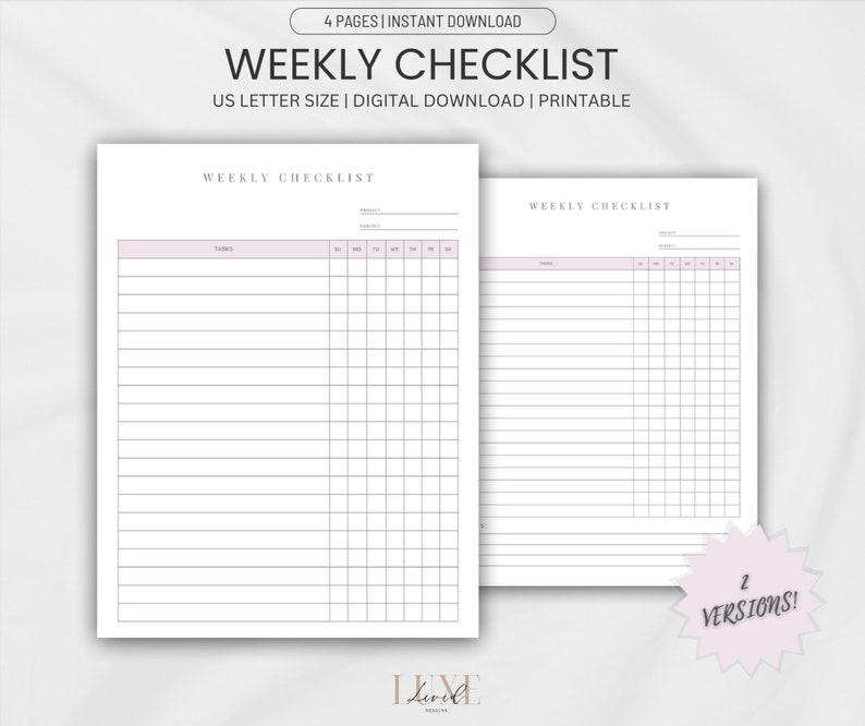 Weekly Checklist Printable 2024, Checklist Digital, Daily Task List Template PDF, Daily Routines ...