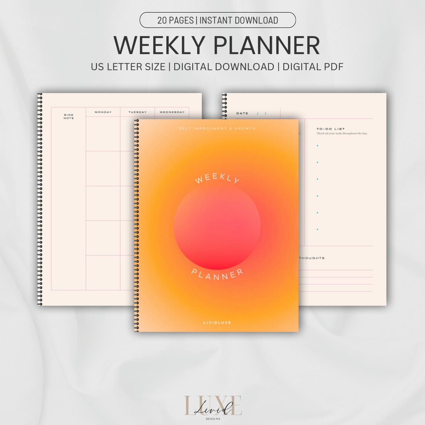 Weekly Planner Blank, Digital Weekly Planner PDF, Daily Weekly Planner ...