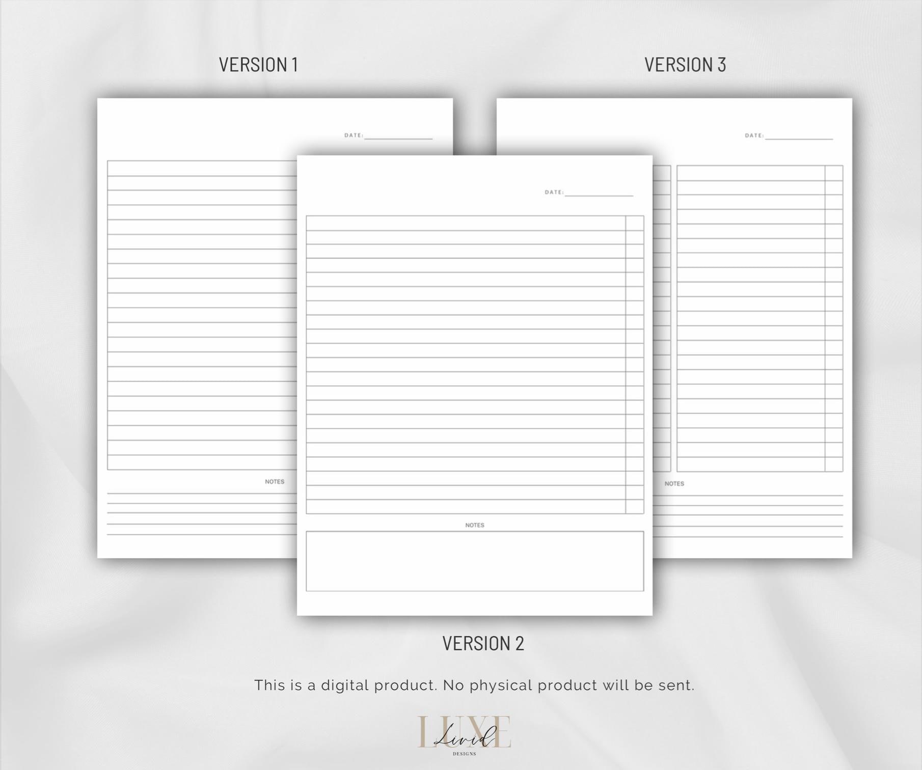 Blank Checklist Printable 2024, Checklist Digital, Daily Task List ...