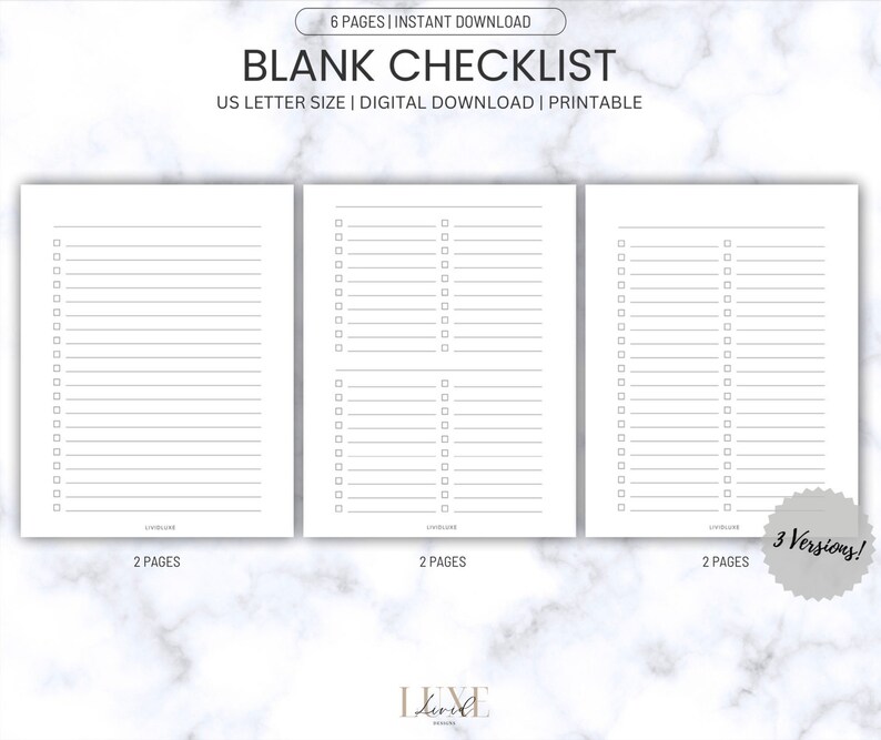Blank Checklist Printable 2024, Checklist Digital, Daily Task List ...