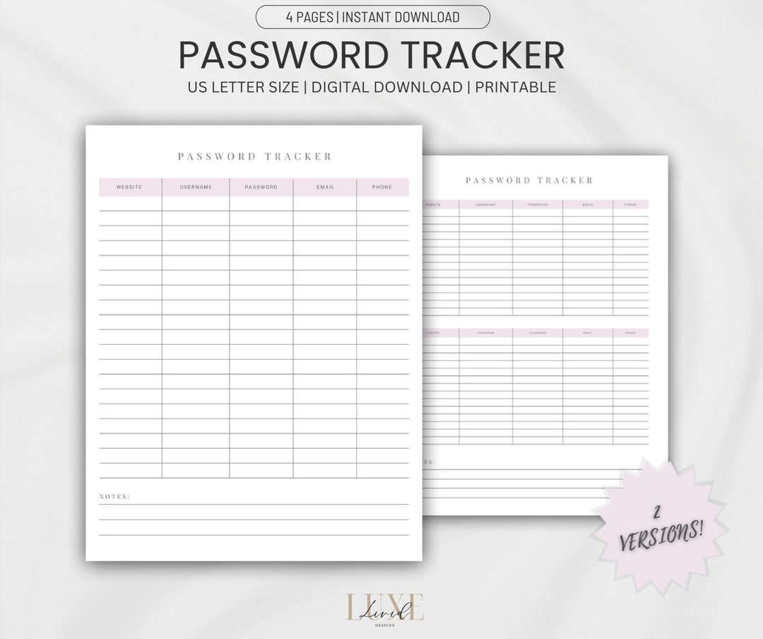Password Tracker Printable 2024, Checklist Digital, Daily Task List ...