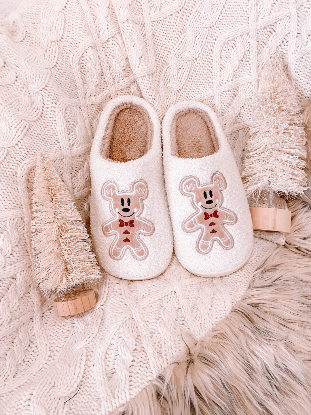 Gingerbread Slippers: Cozy Holiday Anti-slip Rubber Sole - Etsy