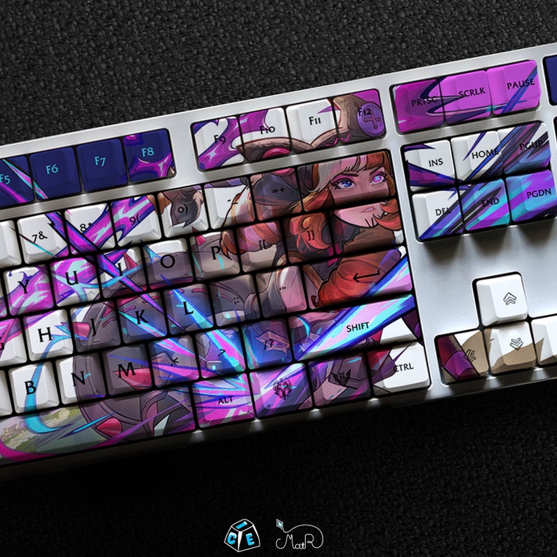 Gwen the Hallowed Seamstress LOL Series Keycap Set, 112 Keys PBT for Mechanical Keyboard OEM ...