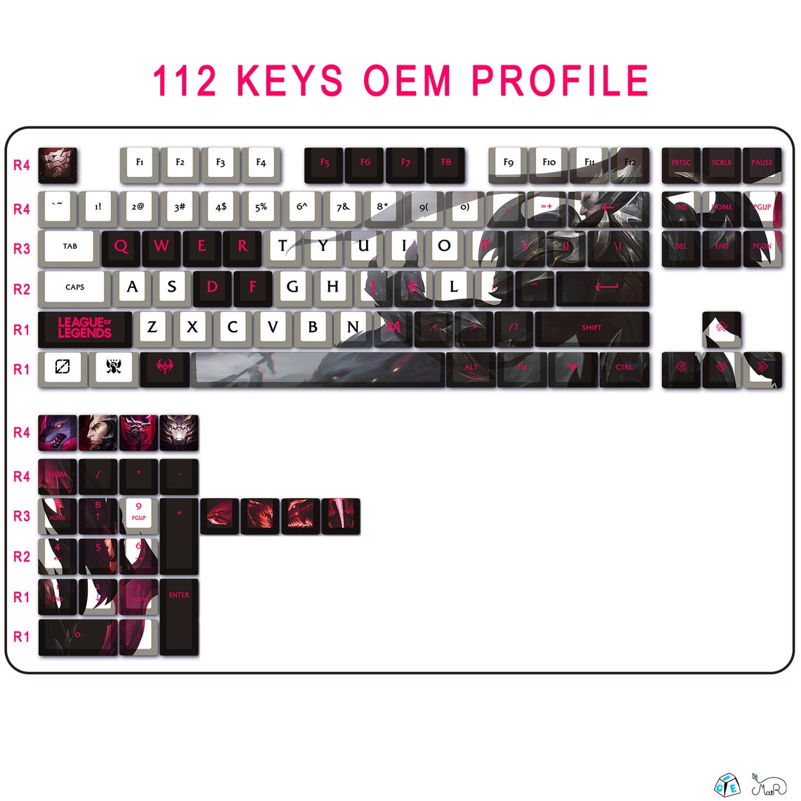 Darius - the Hand of Noxus Lol Series Keycap Set, 127 Keys PBT for ...