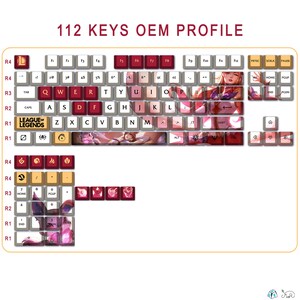 Ahri - the Nine Tailed Fox LOL Series Keycap Set, 127 Keys PBT for Mechanical Keyboard OEM ...