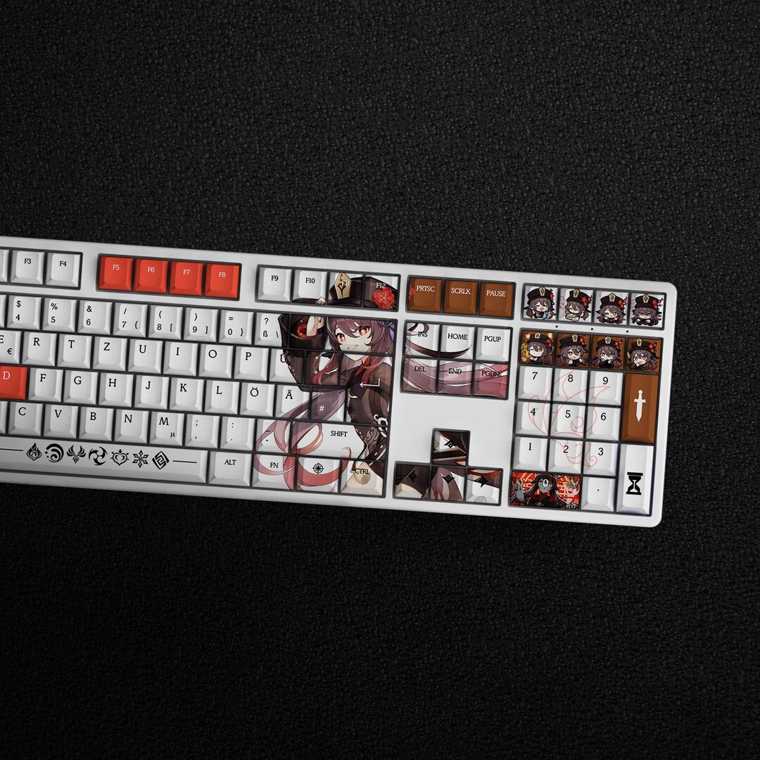 Hu Tao Genshin Impact Keycap Set , 144 Keys PBT for Mechanical Keyboard ...
