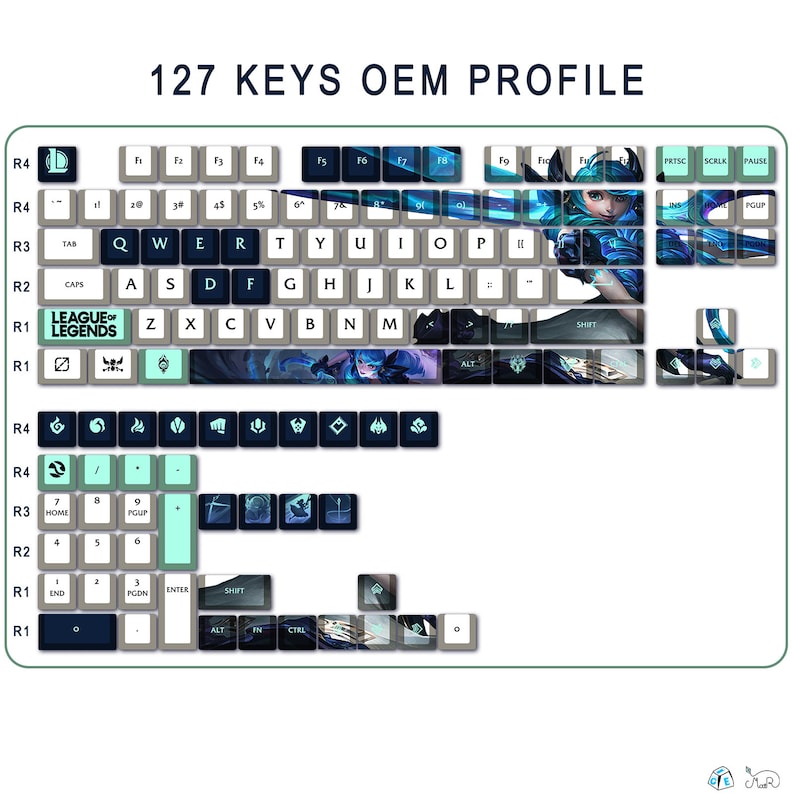 Gwen the Hallowed Seamstress LOL Series Keycap Set, 112 Keys PBT for Mechanical Keyboard OEM ...