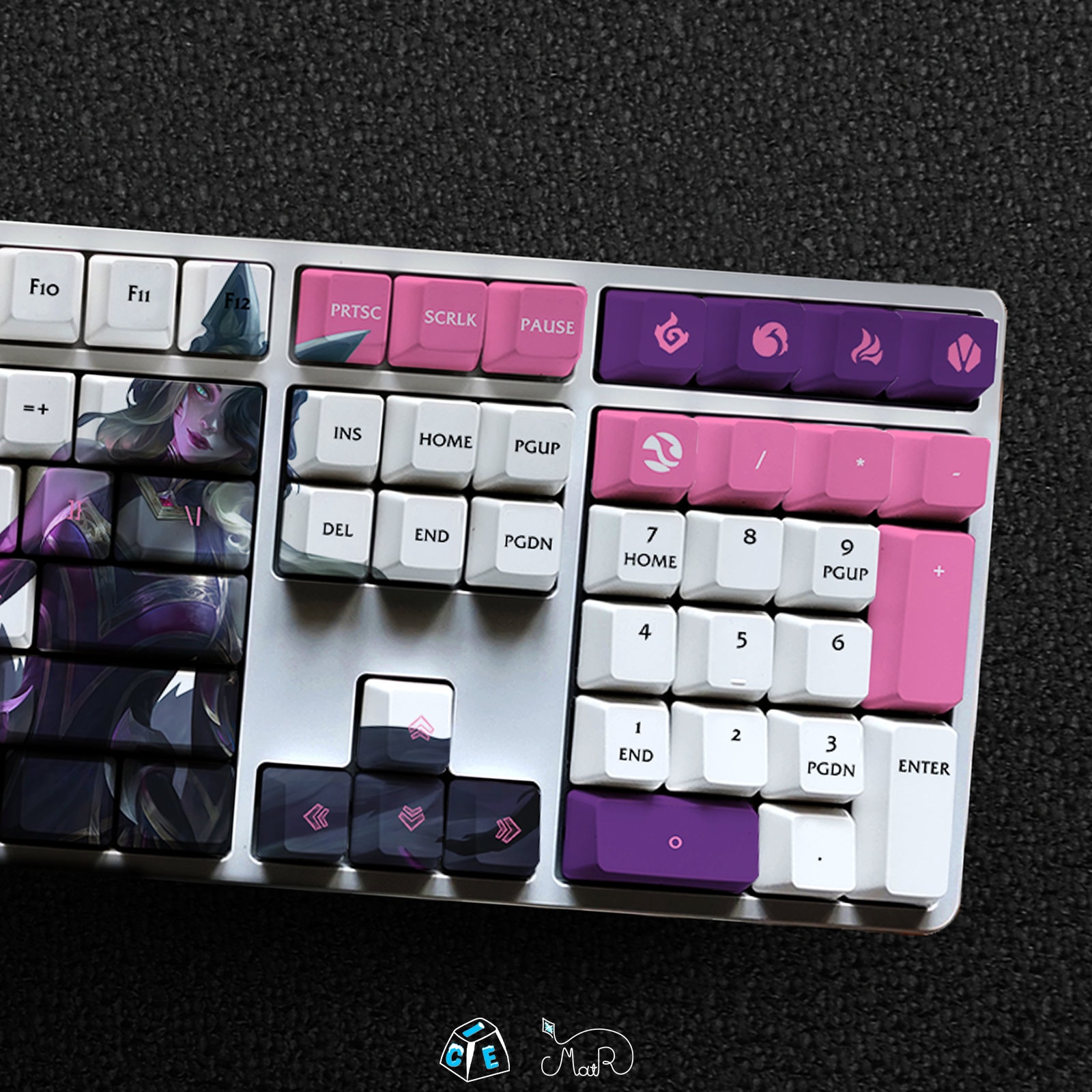 Ahri the Nine Tailed Fox LOL Series Keycap Set, 112 Keys PBT for Mechanical Keyboard OEM Profile ...