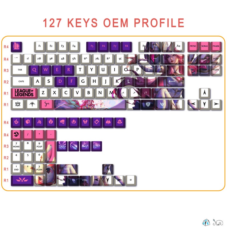 Kai'sa Daughter of the Void LOL Series Keycap Set, 112 Keys PBT for Mechanical Keyboard OEM ...