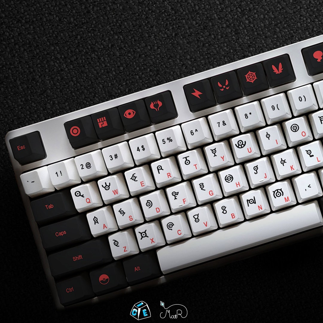 Keycap Set Gaming Theme P O K E M O N, Unknown Keycap Set, 108 PBT Keys for Mechanical Keyboard ...