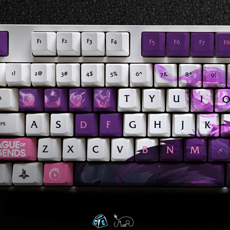 Ahri the Nine Tailed Fox LOL Series Keycap Set, 112 Keys PBT for Mechanical Keyboard OEM Profile ...
