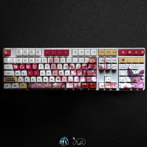Ahri - the Nine Tailed Fox LOL Series Keycap Set, 127 Keys PBT for Mechanical Keyboard OEM ...