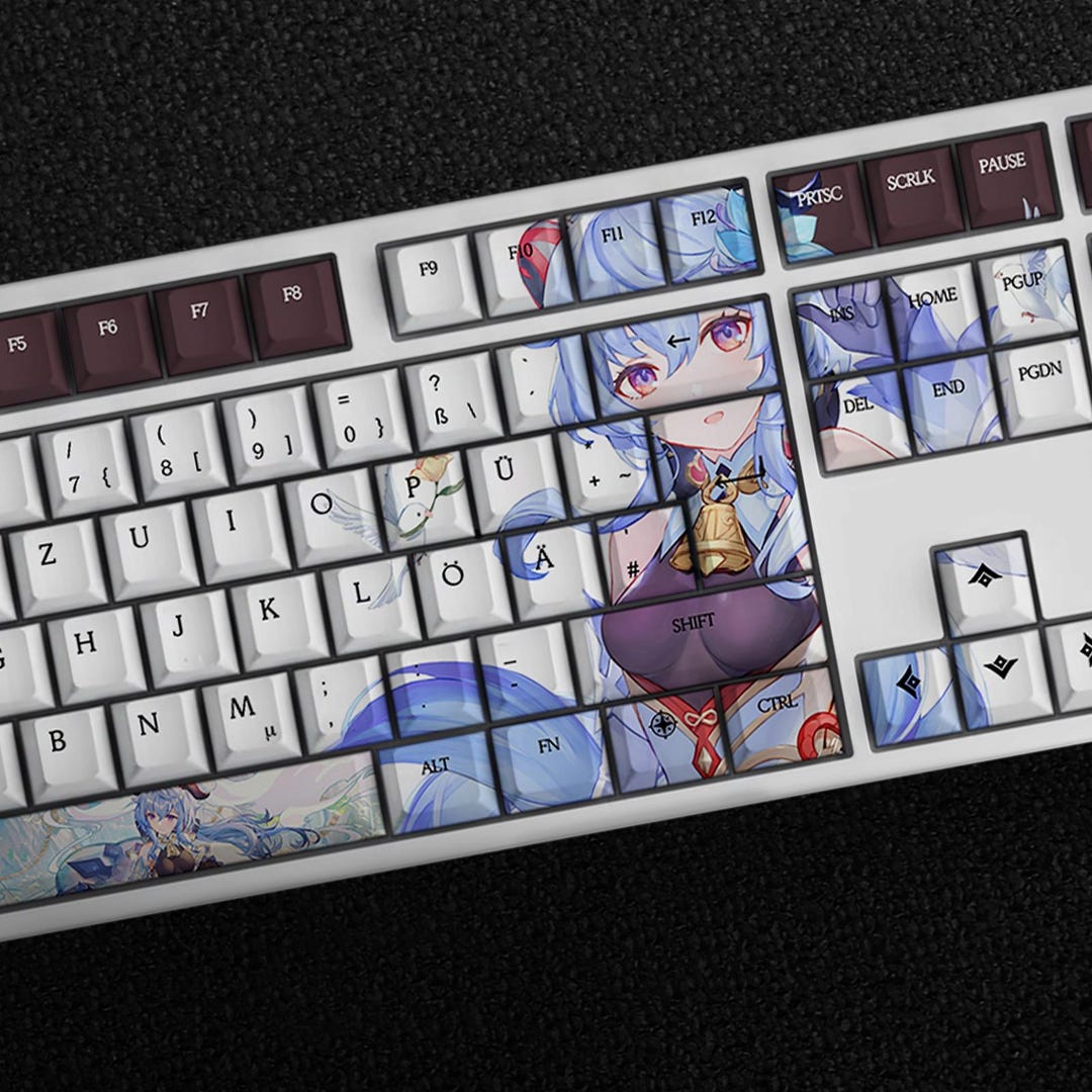 Ganyu Genshin Impact Keycap Set , 144 Keys PBT for Mechanical Keyboard ...