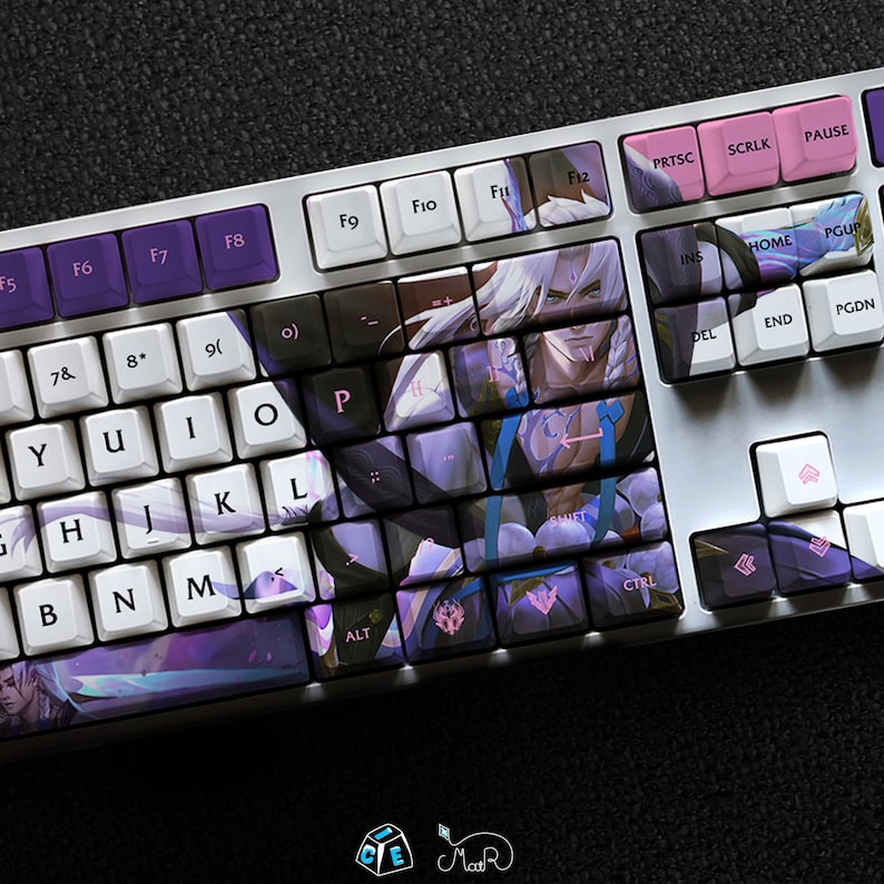 Yone the Unforgotten LOL Series Keycap Set, 112 Keys PBT for Mechanical Keyboard OEM Profile ...