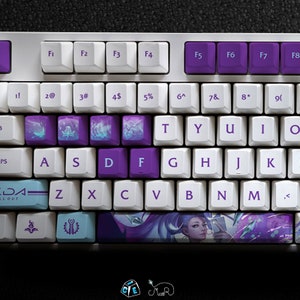 KDA All Out Seraphine - Seraphine Superstar Lol Series Keycap Set, 127 Keys PBT for Mechanical ...
