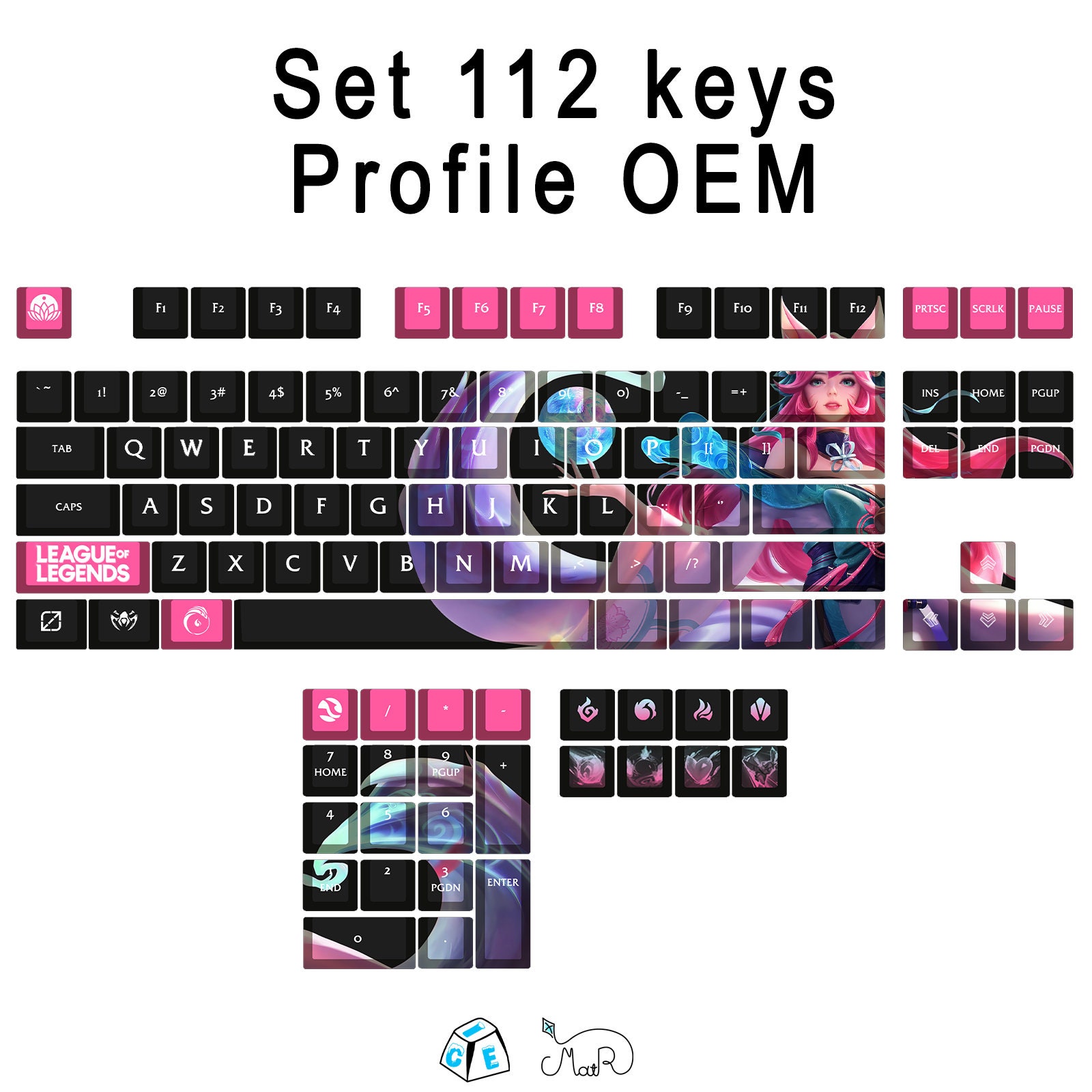 Ahri the Nine Tailed Fox LOL Series Keycap Set 112 Keys PBT - Etsy