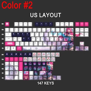 Ahri the Nine-tailed Fox Lol Keycap Set, 147 Keys PBT Profile Cherry for Mechanical Keyboard ...