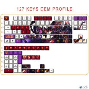Jhin - the Virtuoso LOL Series Keycap Set, 127 Keys PBT for Mechanical Keyboard OEM Profile ...