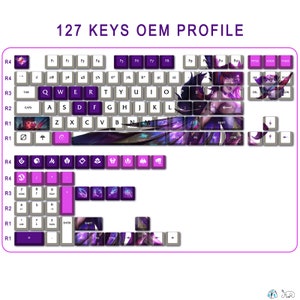 Xayah - the Rebel Lol Series Keycap Set, 127 Keys PBT for Mechanical Keyboard OEM Profile ...