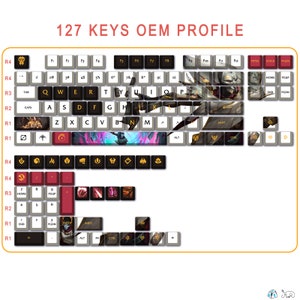 Jhin - the Virtuoso LOL Series Keycap Set, 127 Keys PBT for Mechanical Keyboard OEM Profile ...