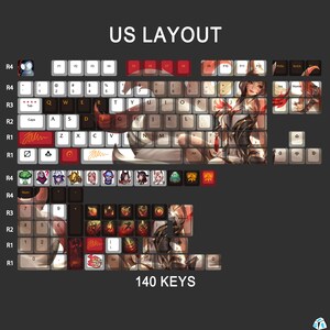 Risen Legend Ahri - Hall of Legends Skin Lol Keycap Set, 140 Keys PBT ...