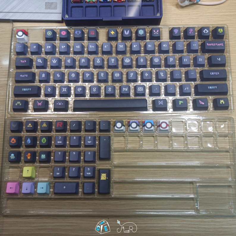 Keycap Set Gaming Theme P O K E M O N, Unknown Keycap Set, 108 PBT Keys for Mechanical Keyboard ...