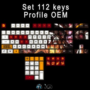 Shyvana the Half-dragon LOL Series Keycap Set, 112 Keys PBT for Mechanical Keyboard OEM Profile ...