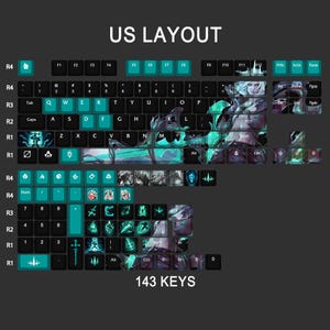 Viego - the Ruined King LOL Series Keycap Set, 140 Keys PBT for Mechanical Keyboard Cherry ...