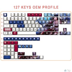 Ahri - The Nine Tailed Fox LOL Series Keycap Set, 112 Tasten PBT Für Mechanische Tastatur Soem ...