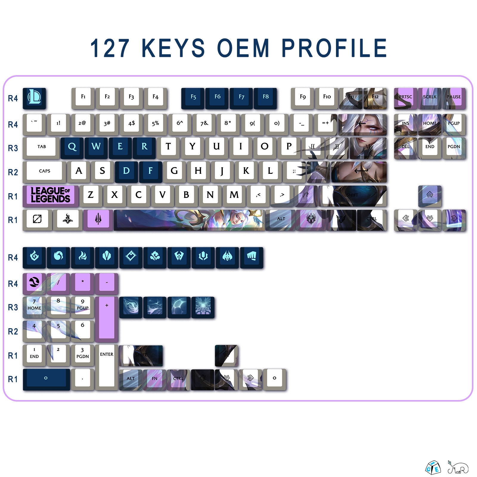 Morgana the Fallen LOL Series Keycap Set, 127 Keys PBT for Mechanical ...