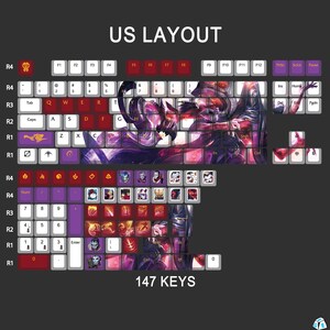 Jhin - the Virtuoso Lol Keycap Set, 147 Keys PBT Profile Cherry for Mechanical Keyboard | Dark ...