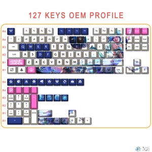 Orianna - the Lady of Clockwork Series Keycap Set, 112 Keys PBT for Mechanical Keyboard OEM ...