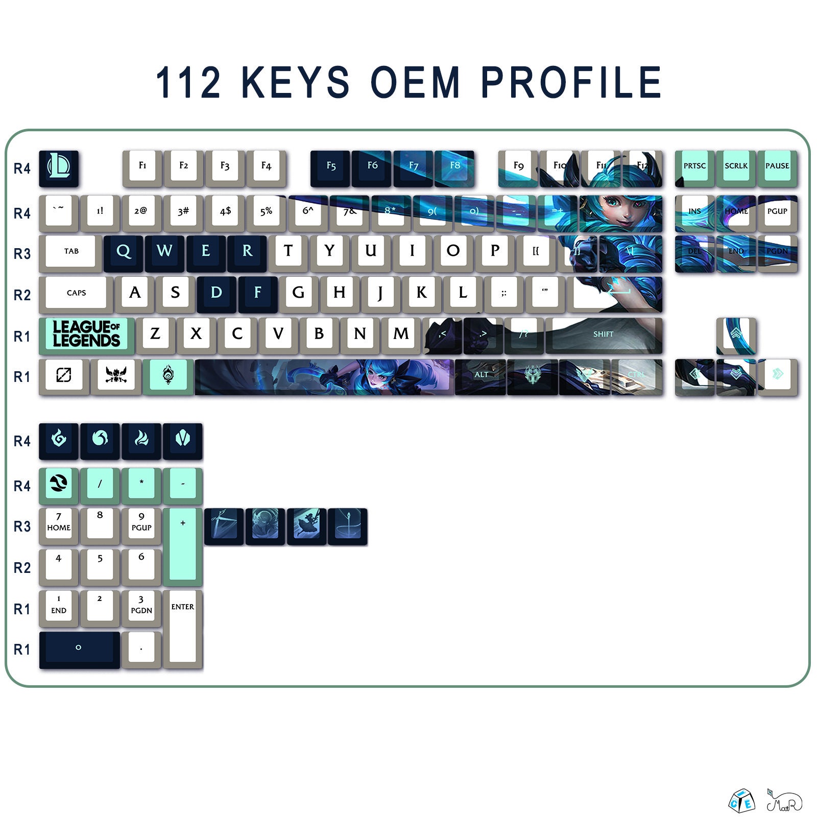 Gwen the Hallowed Seamstress LOL Series Keycap Set, 112 Keys PBT for ...