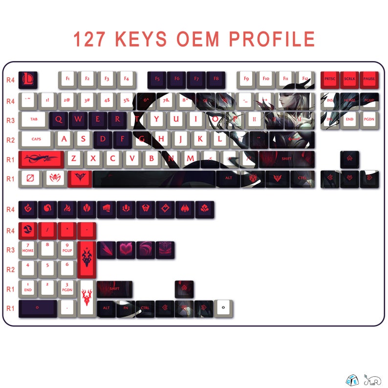 Evelynn Agony's Embrace LOL Series Keycap Set, 127 Keys PBT for Mechanical Keyboard OEM Profile ...