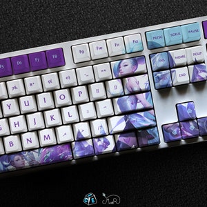 KDA All Out Seraphine - Seraphine Superstar Lol Series Keycap Set, 127 Keys PBT for Mechanical ...