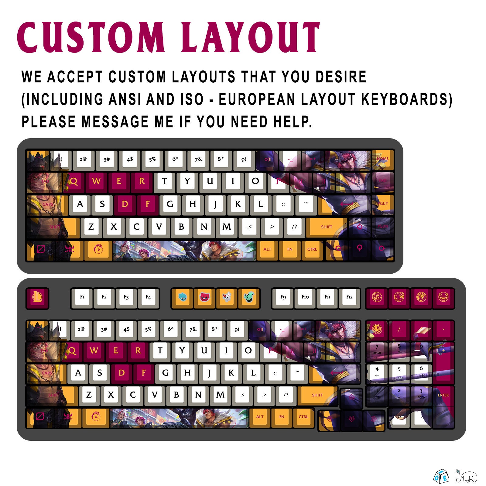 Sett the Boss Lol Series Keycap Set, 127 Keys PBT for Mechanical Keyboard OEM Profile HEARTSTEEL ...